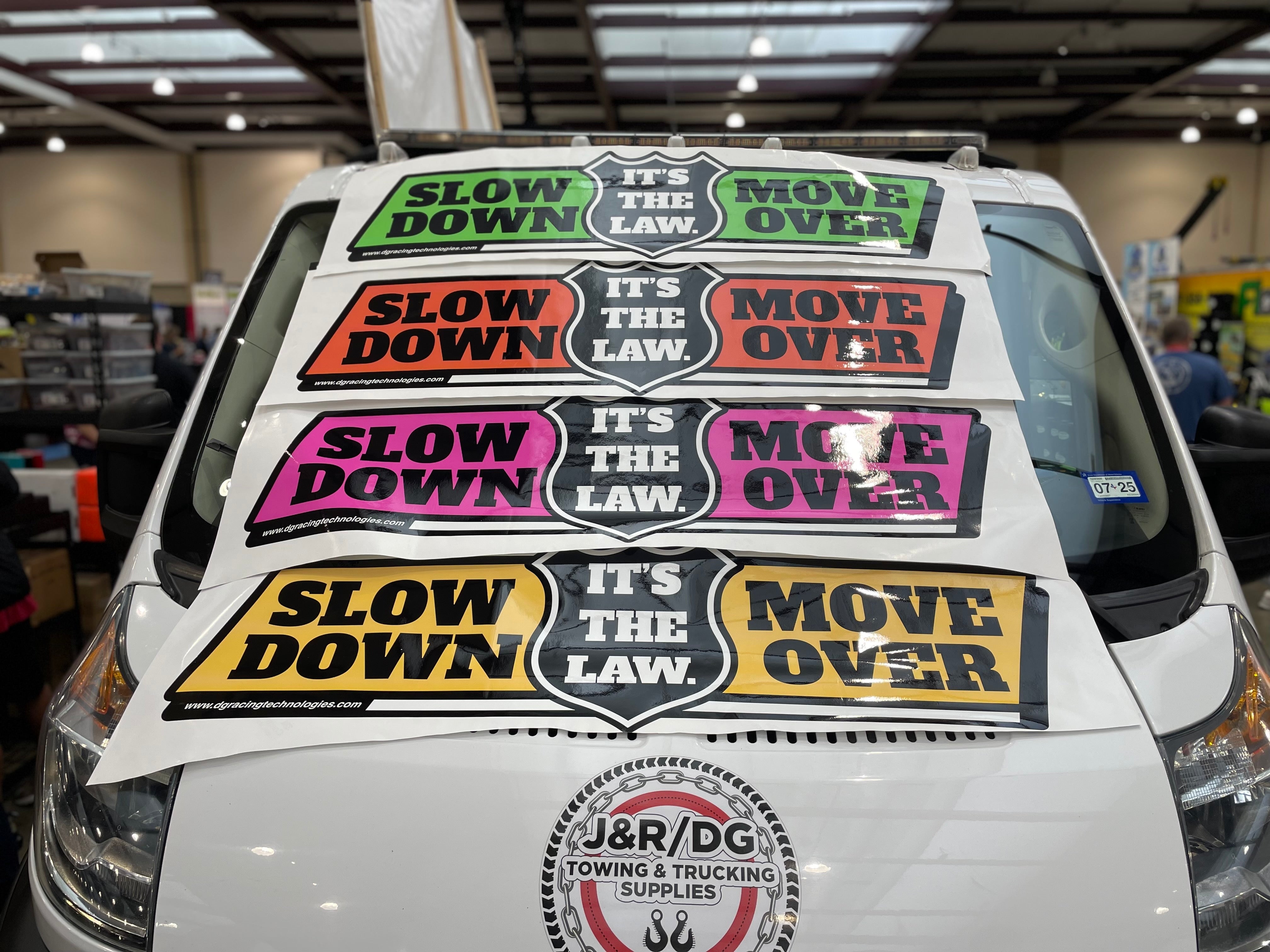 50" X 15" Slow Down Move Over It's The Law Vinyl - YELLOW – JRDG Towing ...