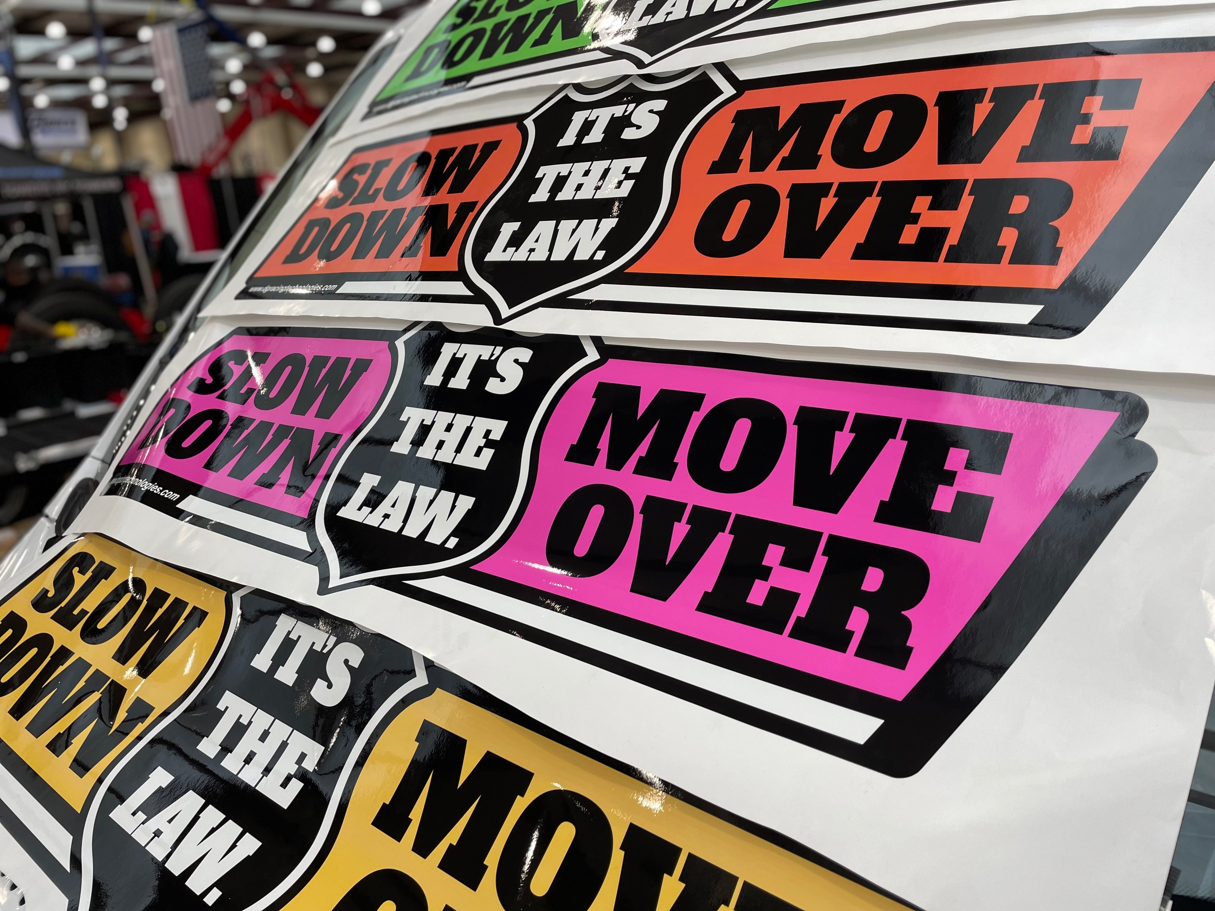 50" X 15" Slow Down Move Over It's The Law Vinyl - PINK – JRDG Towing ...