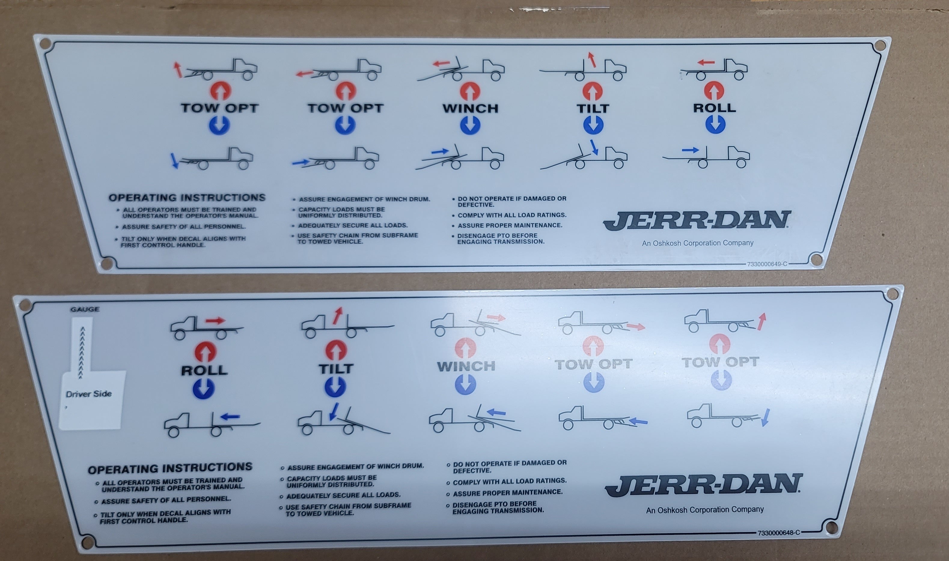 Decal Control Panel 5 | Jerr-Dan PN 7330000648 – JRDG Towing & Trucking ...