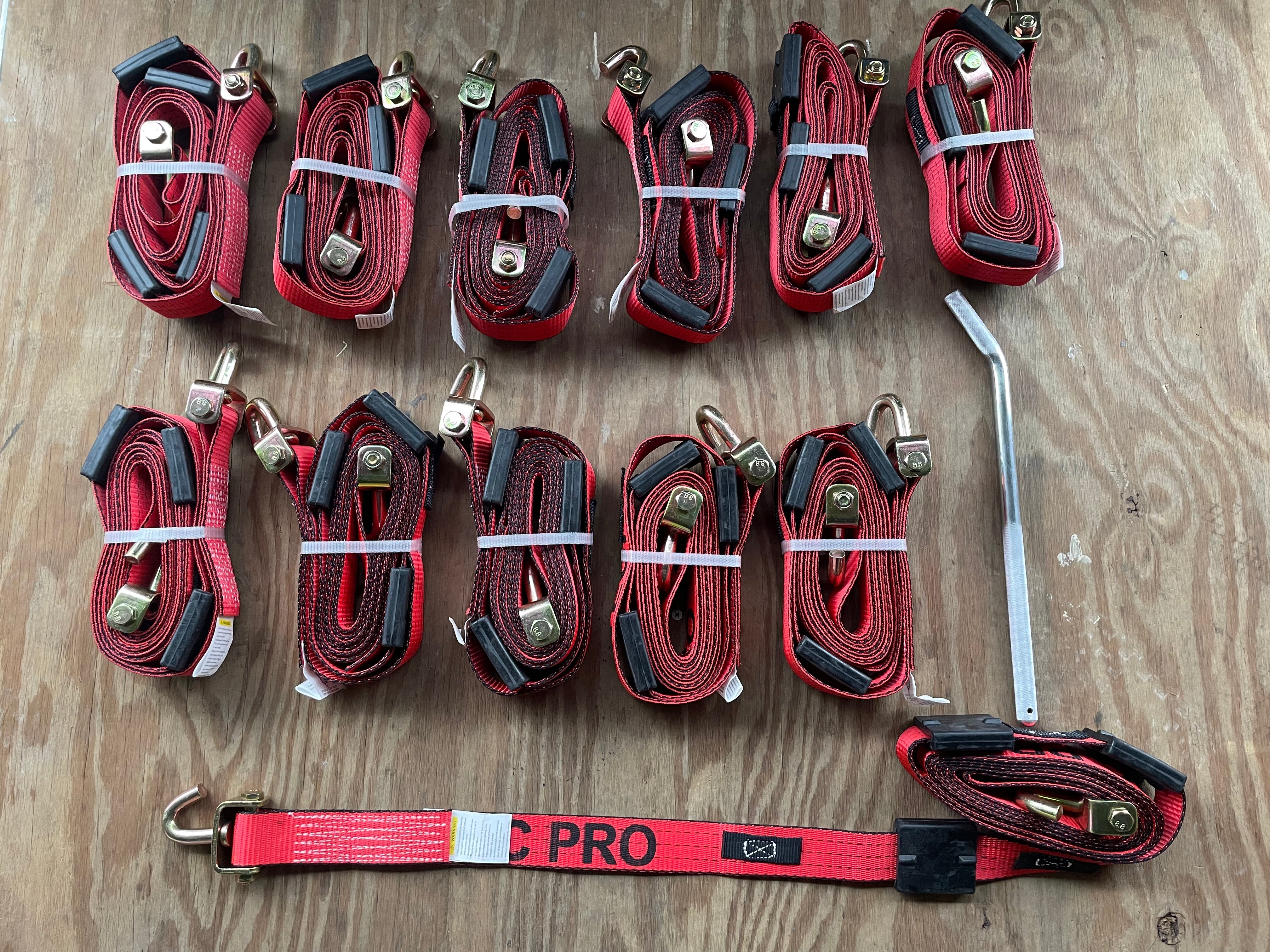 12pk Red Tecnic 18,000lb rated Swivel J straps with Rubber Cleats and ...
